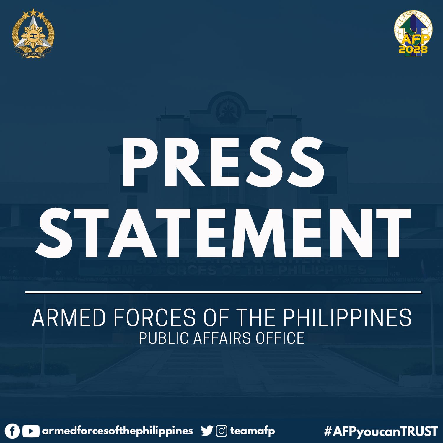 AFP's Statement re Masbate Vehicular Accident